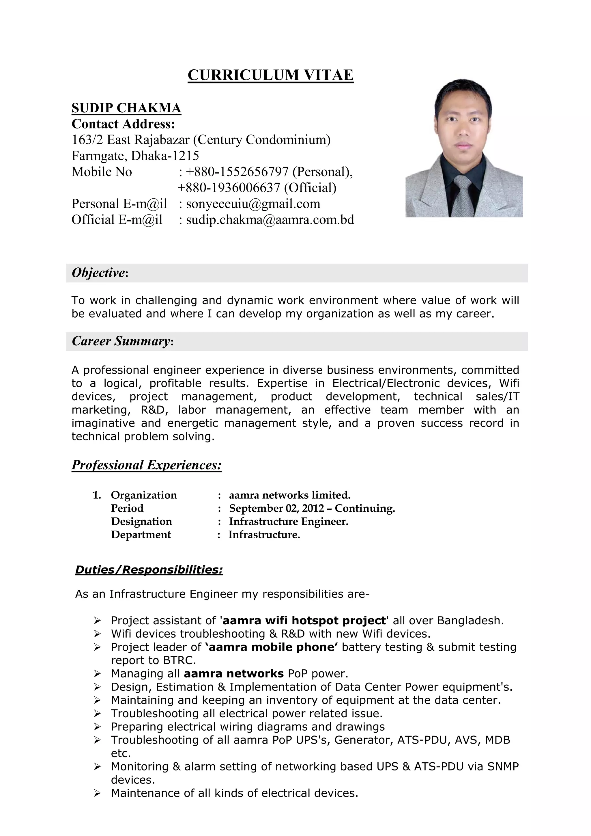 CV of Sudip Chakma Sony | PDF