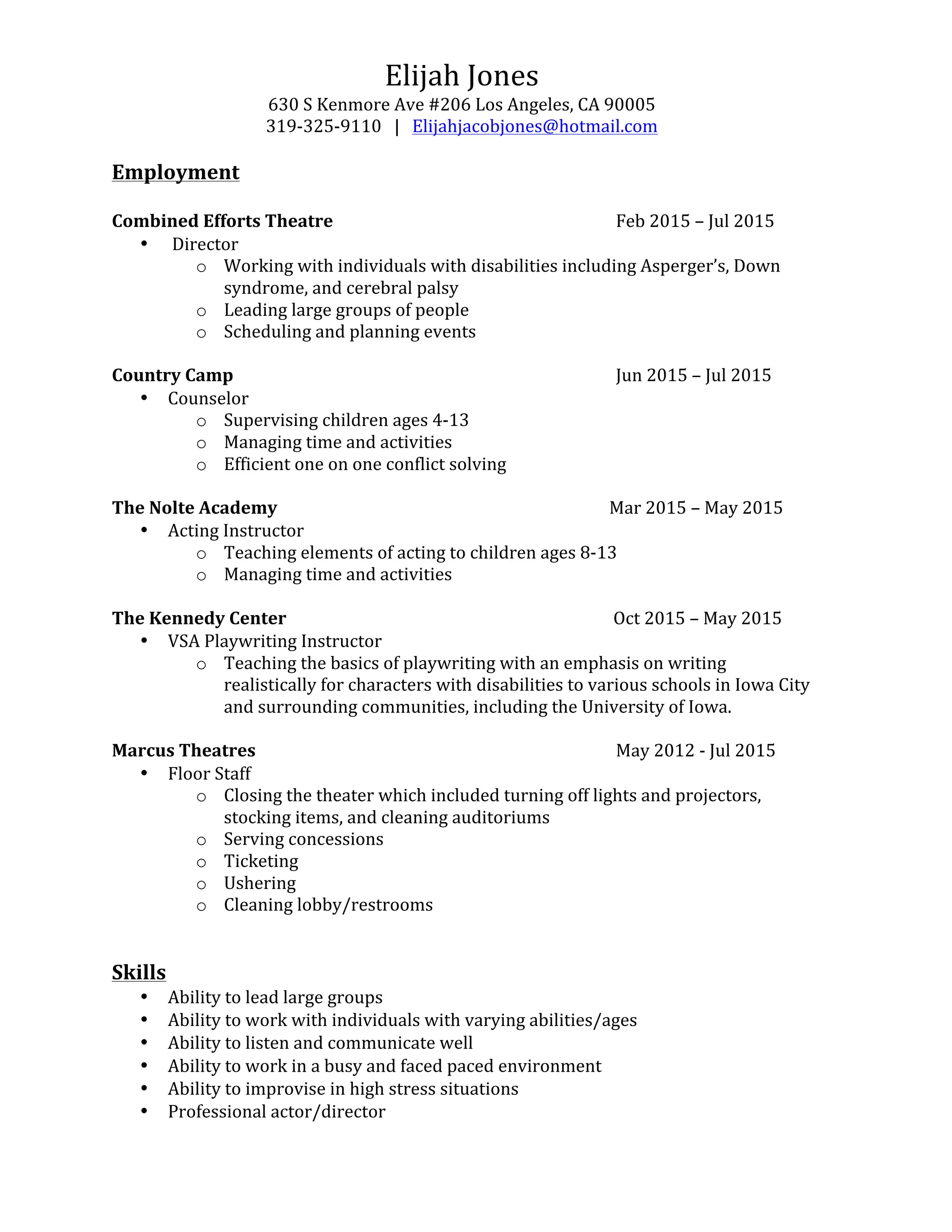 Elijah Jones professional resume | PDF