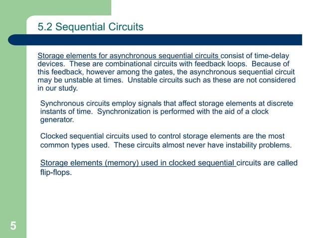Lecture 5 Synchronous Sequential Logic | PPTX | Data Storage and Warehousing | Computing
