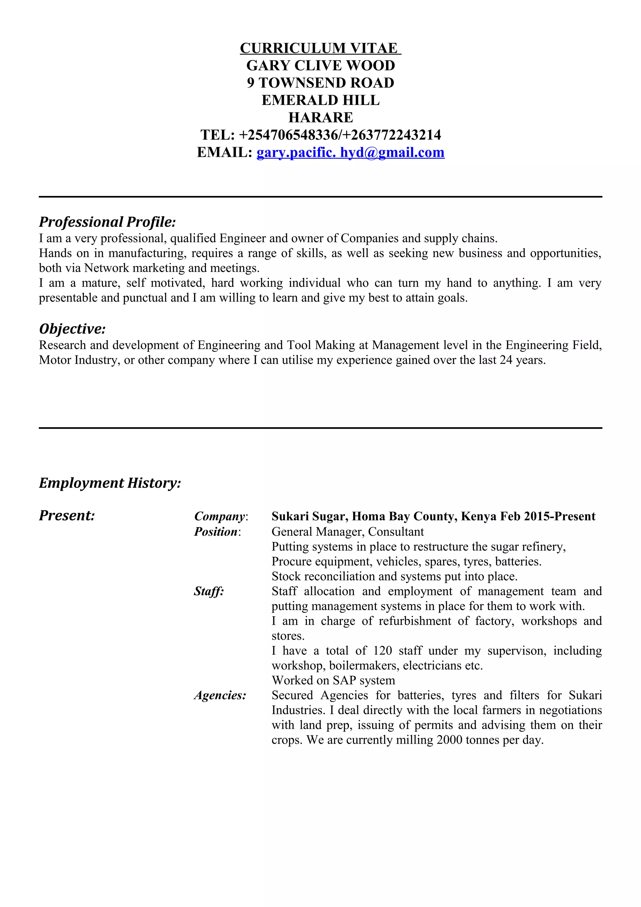 GARY WOOD CV PRESENT | PDF