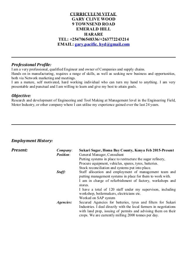GARY WOOD CV PRESENT GARY WOOD CV PRESENT