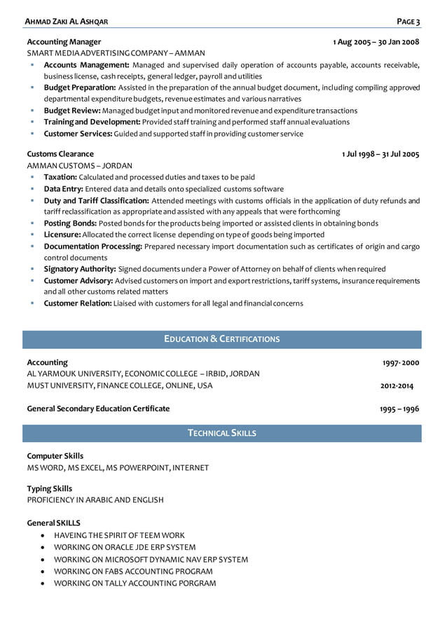 Ahmed C.V Chief Accountant | DOCX | Databases | Computer Software and Applications