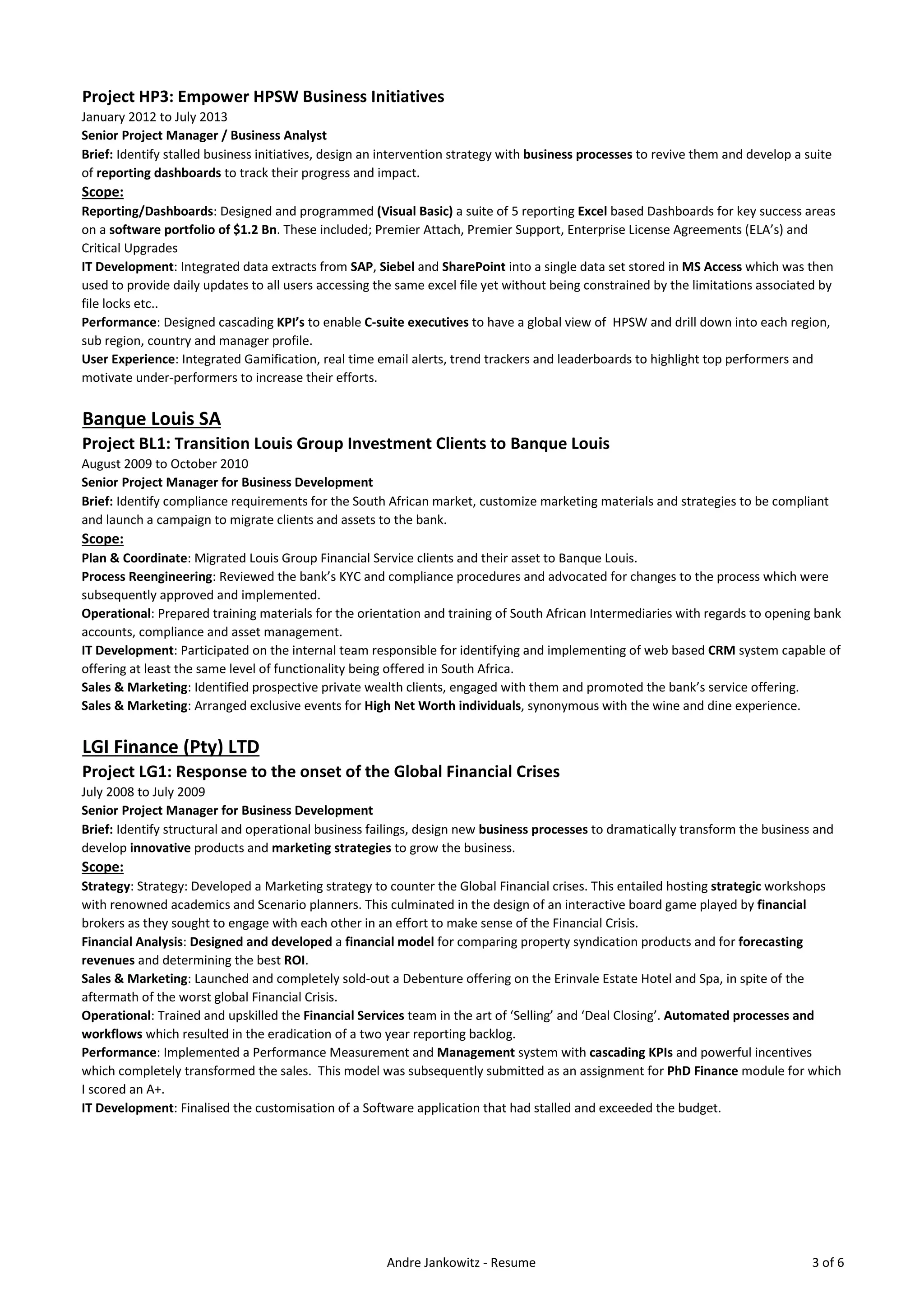 Andre Jankowitz CV - Full Version | PDF