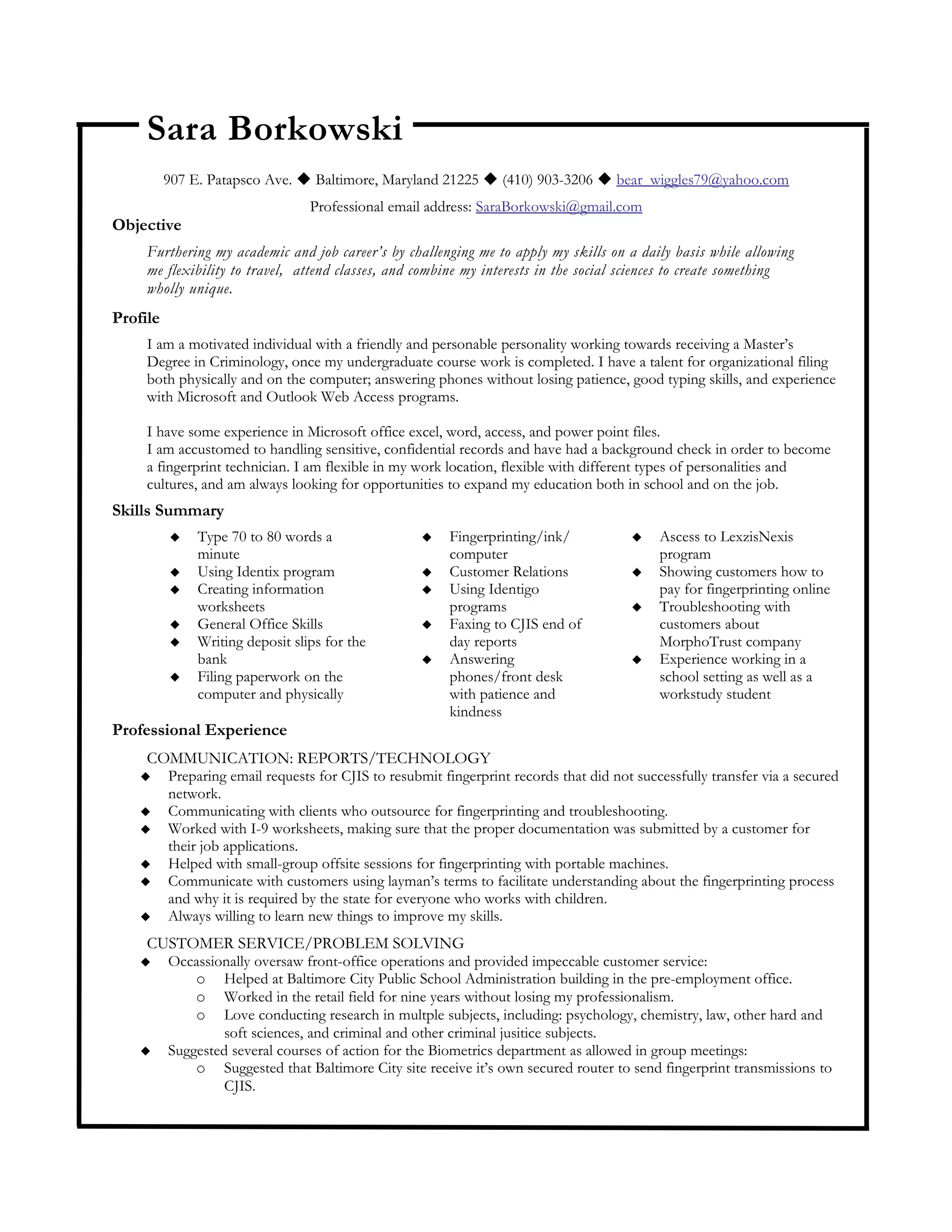 Monster.com resume | DOC | Education