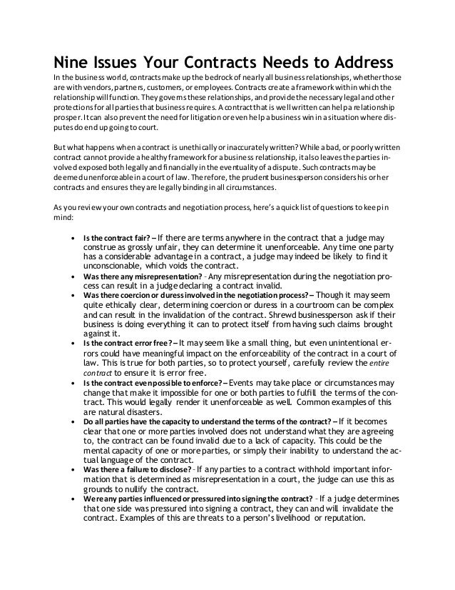 9 Issues Your Contracts Need to Address