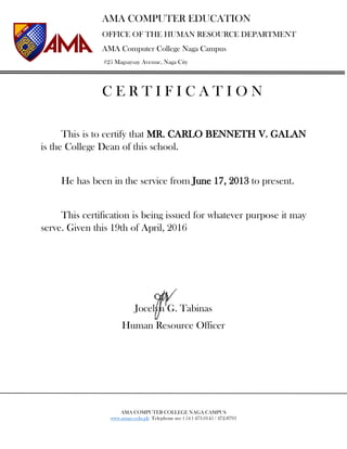 Certification of Service | PDF