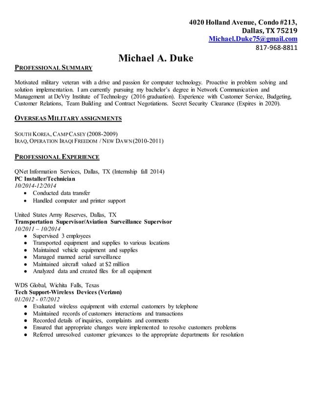 Michael Duke Resume 2-2-2016 | PDF