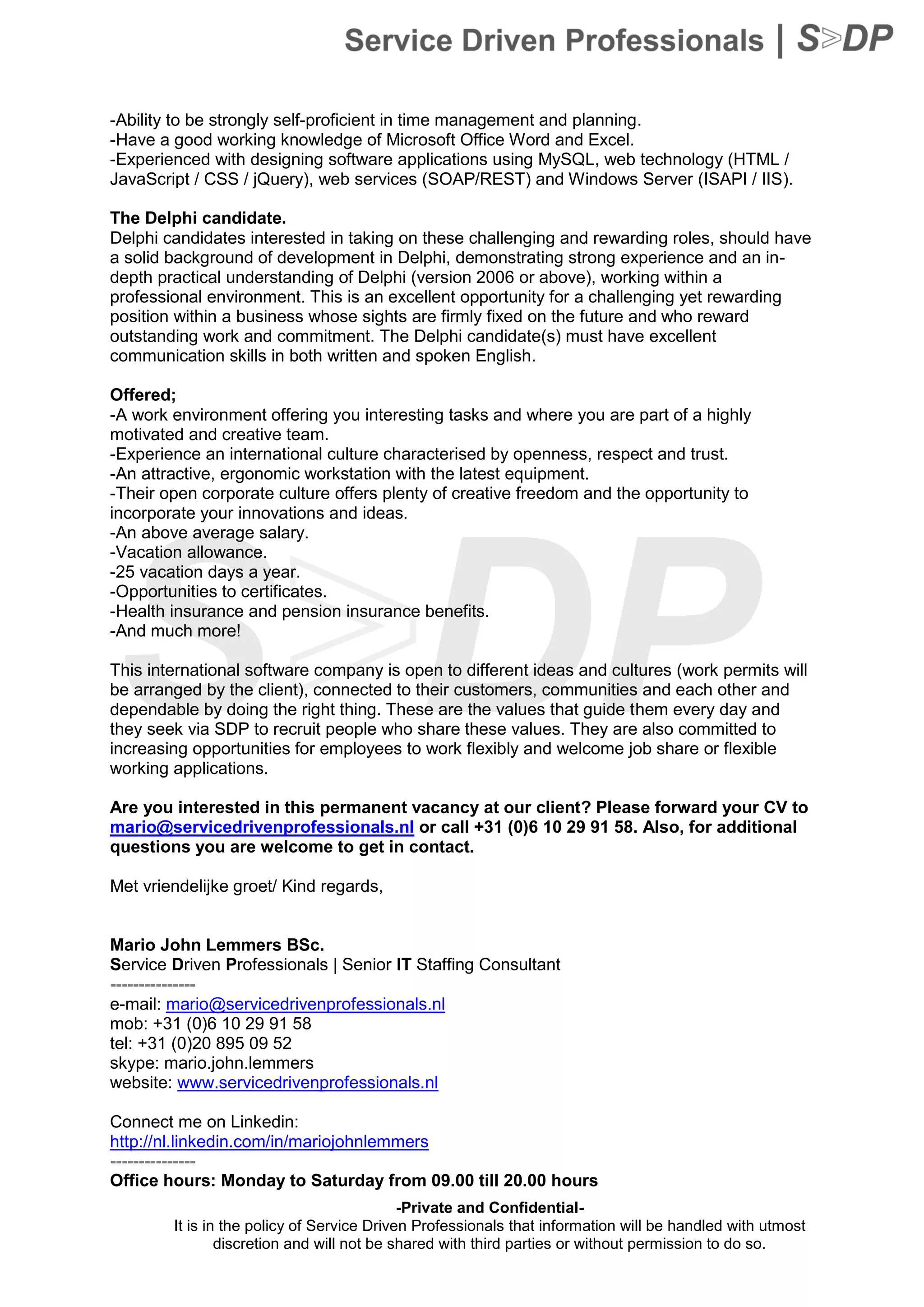 Delphi Developer Amsterdam Pdf