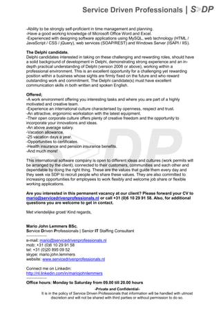 Delphi Developer- Amsterdam | PDF