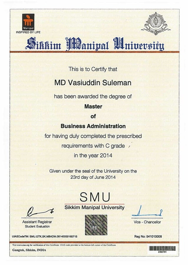 MBA Certificate | PDF