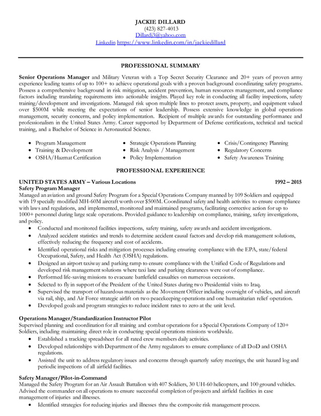 Jackie Dillard Resume | DOCX