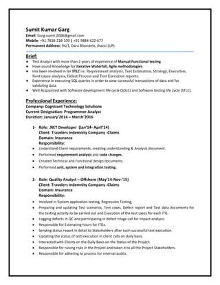 Sumit_Garg_Resume2016 | PDF | Databases | Computer Software and Applications