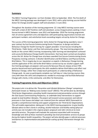 MECC Evaluation Report 2014 | DOCX | Substance Abuse | Diseases and ...