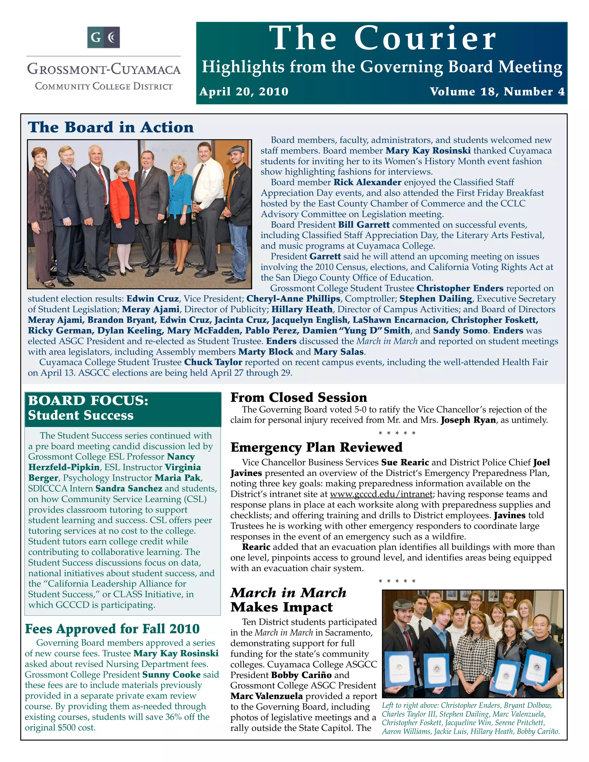 Courier-Apr-10 (Grossmont College, State Legislature Assembly ...