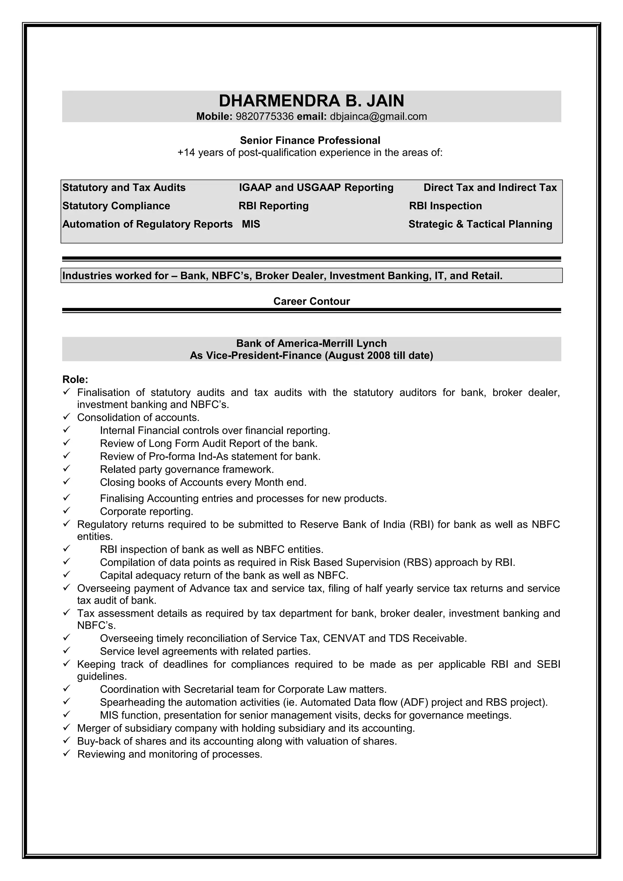 Dharmendra Jain CV | DOC