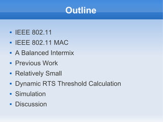 Presentation - Dynamic Tuning of RTS Threshold | PDF