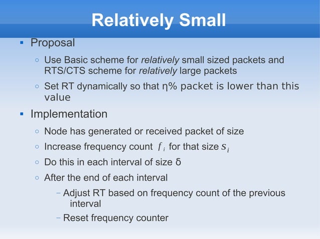 Presentation - Dynamic Tuning of RTS Threshold | PPT