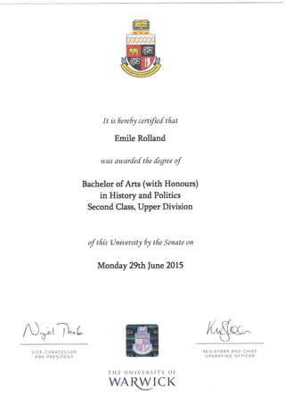 University of Warwick Diploma | PDF