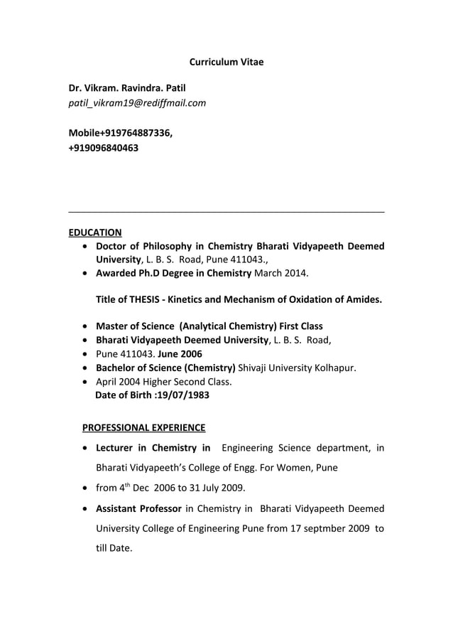 vikram 2014 resume updated | PDF