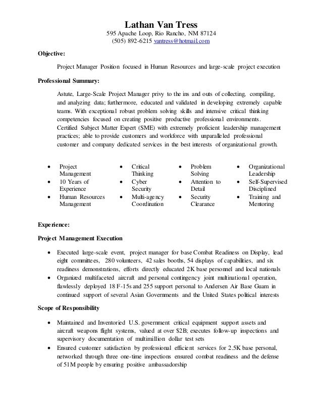 Resume Lathan Van Tress TAPS