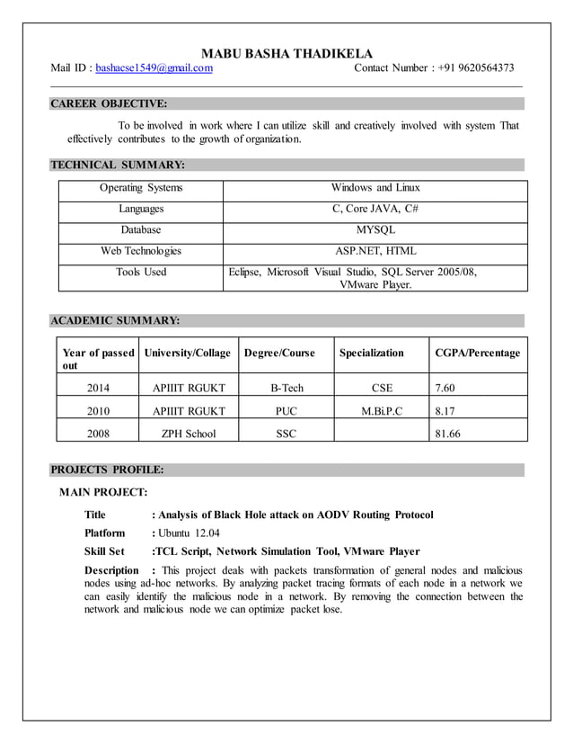 Mabu Basha Thadikela | PDF