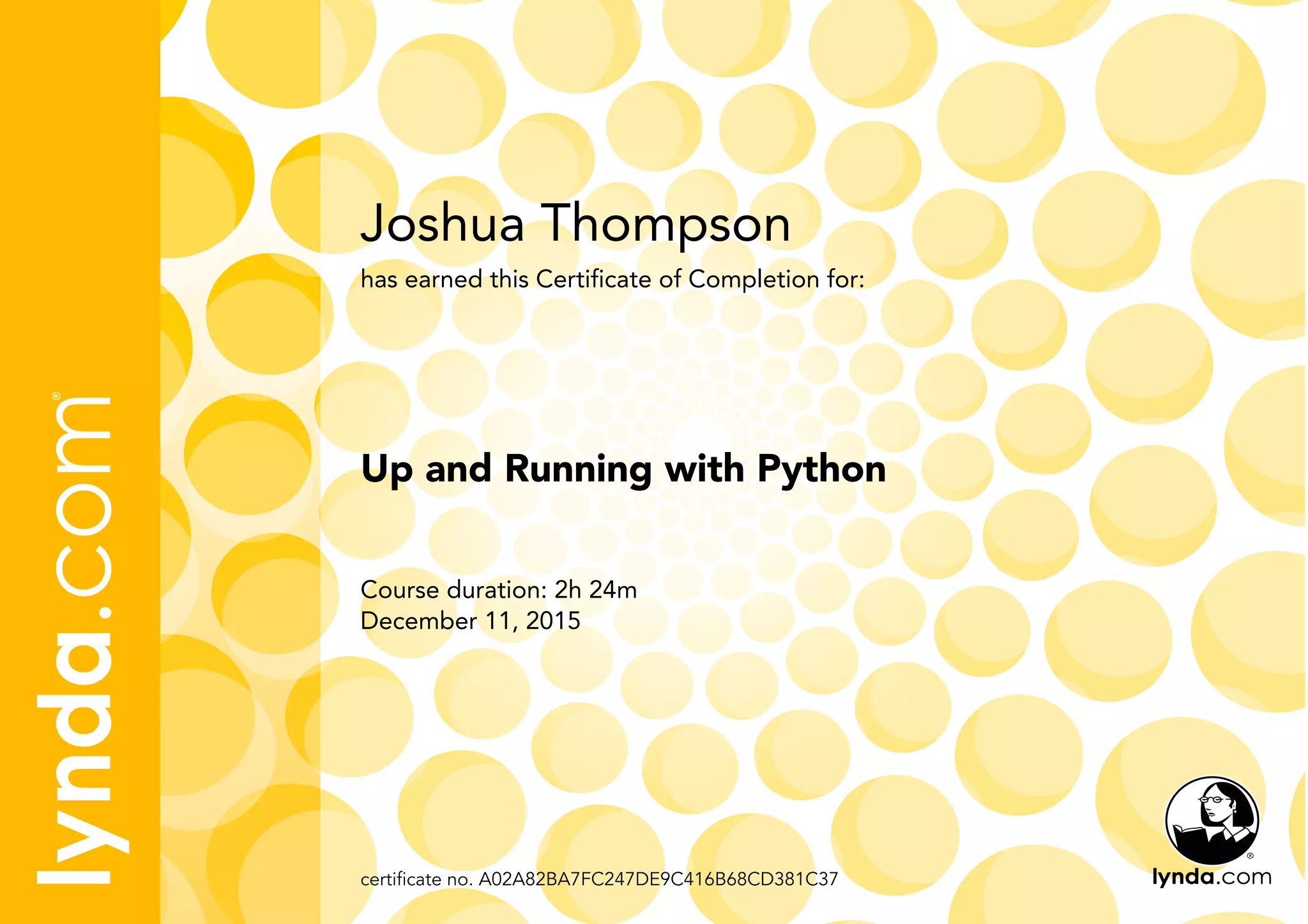 UpandRunningwithPython_CertificateOfCompletion | PPT