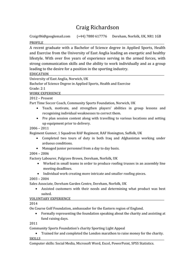 Craig Richardson Resume | PDF