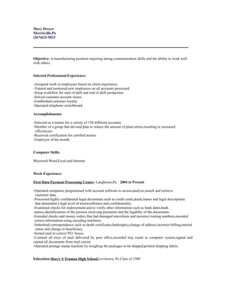 Mary Dreyer resume | PDF