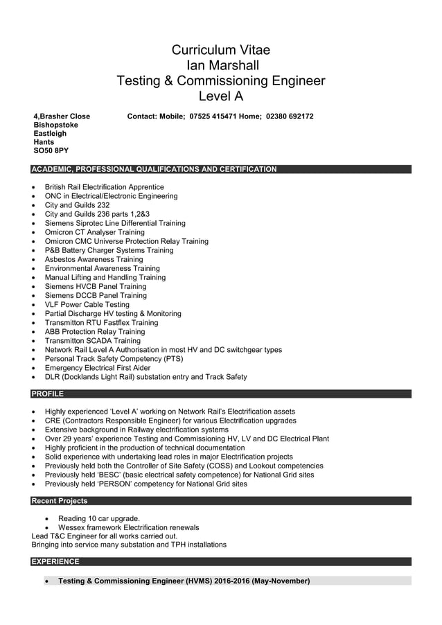 CV -Ian Marshall 3 | PDF