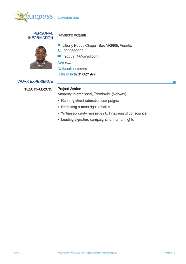 Raymond Acquah's CV | PDF
