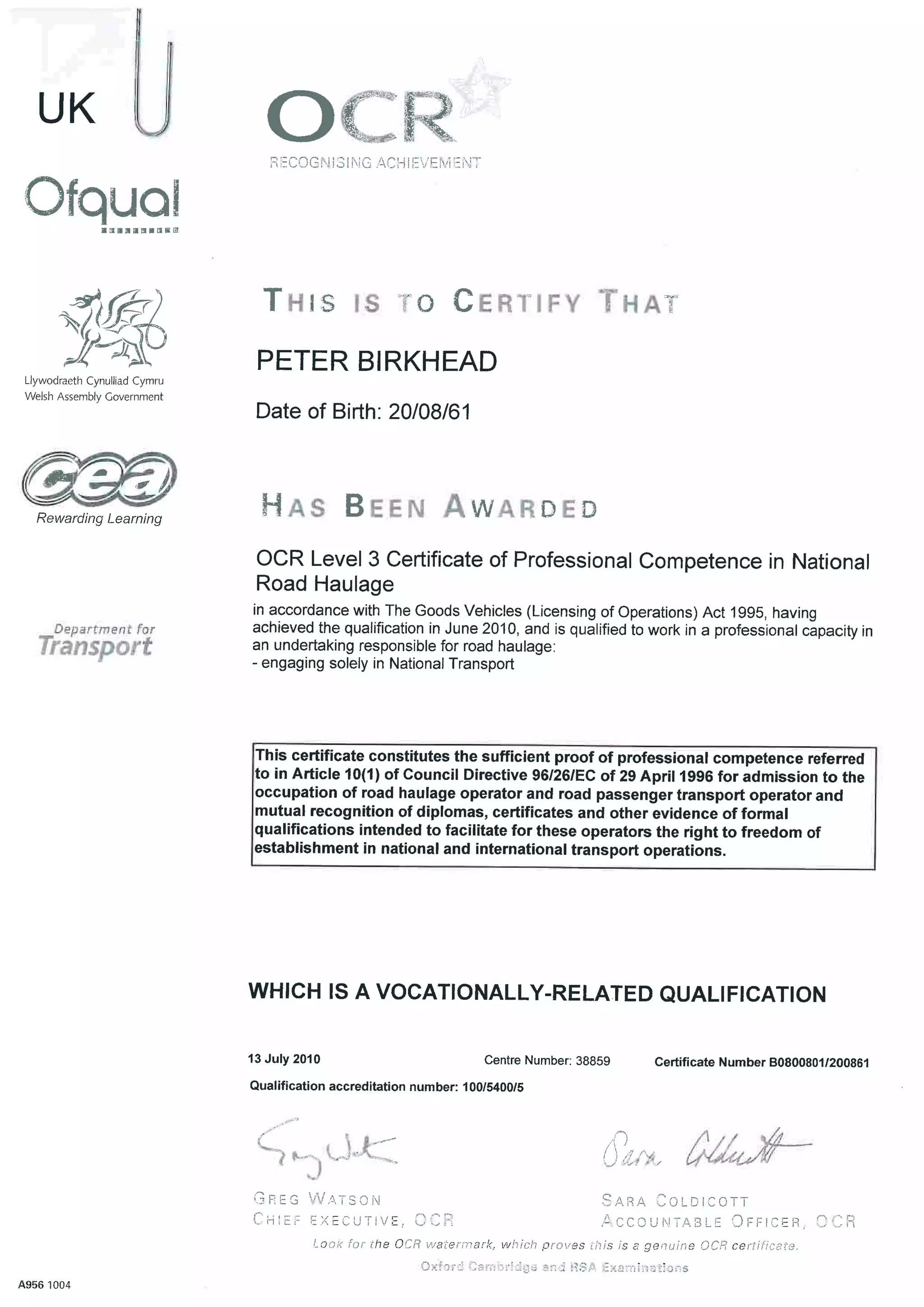 CPC National Level 3 Certificate | PDF