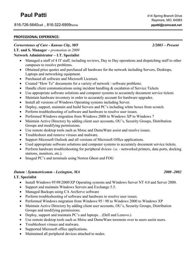Paul Patti Resume | PDF