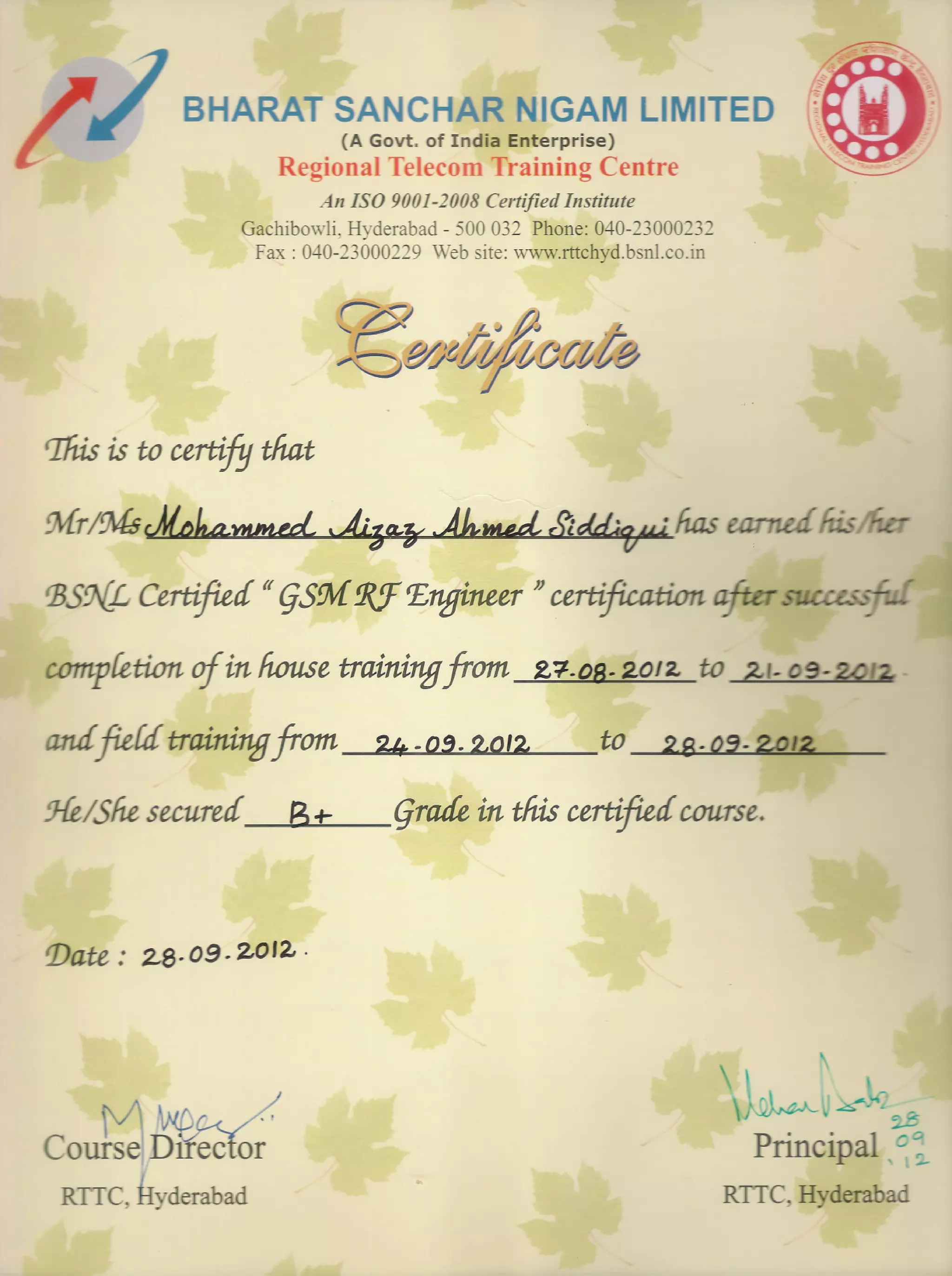 BSNL Certificate | PDF