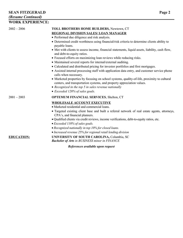 Sean Fitzgerald Resume | PDF