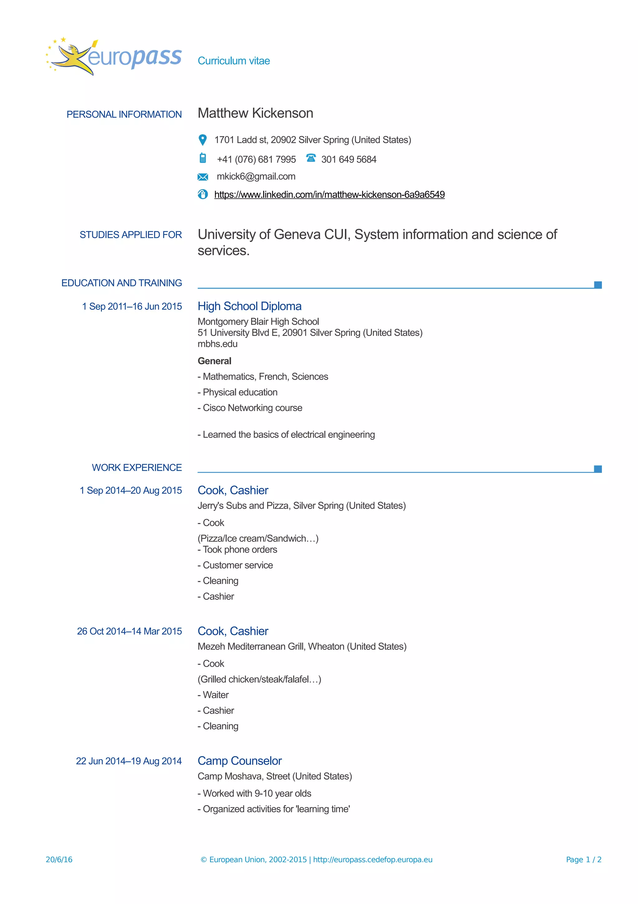 Resume Matthew Kickenson | PDF