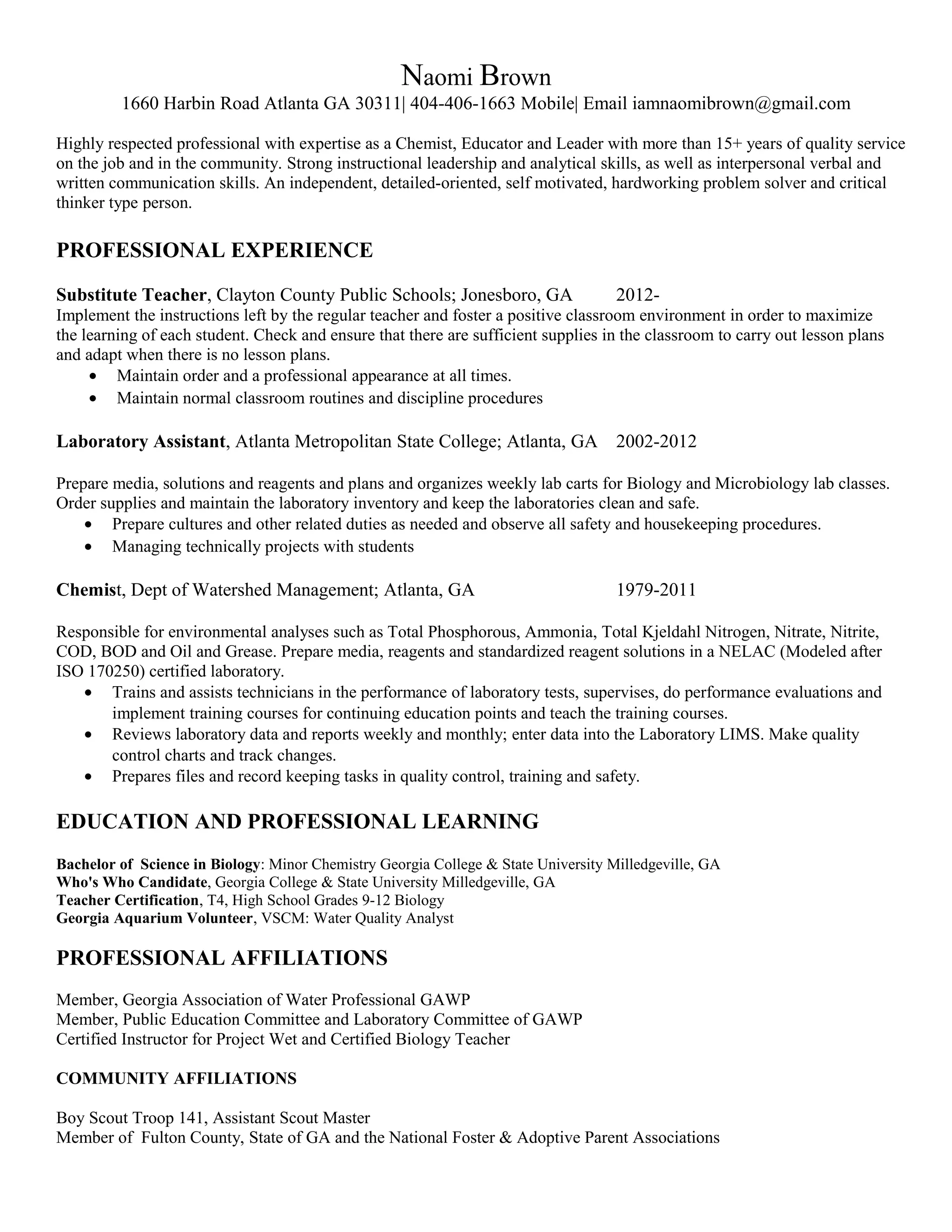Resume NBrown52216 | DOC