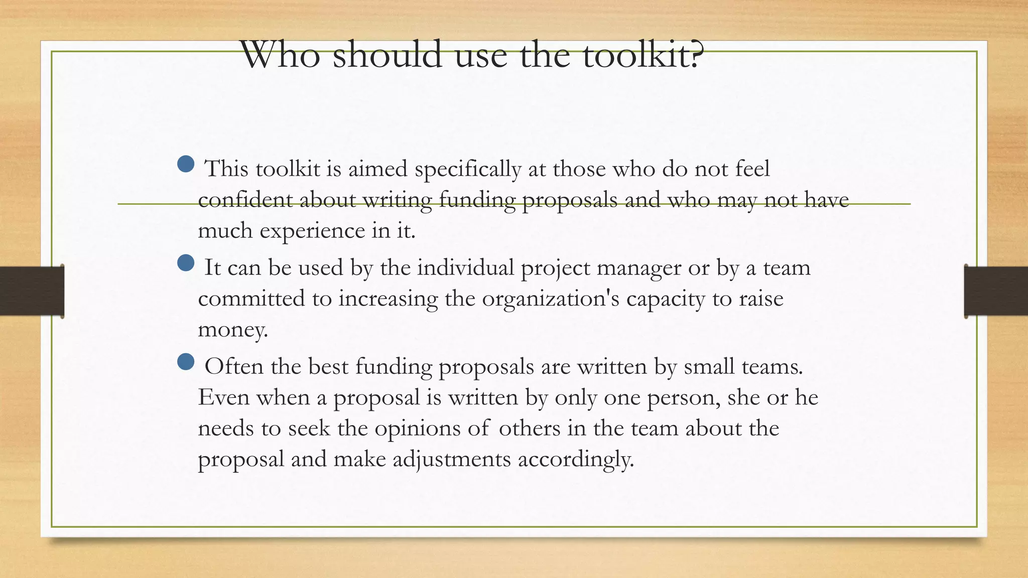 WRITING A FUNDING PROPOSAL | PPT