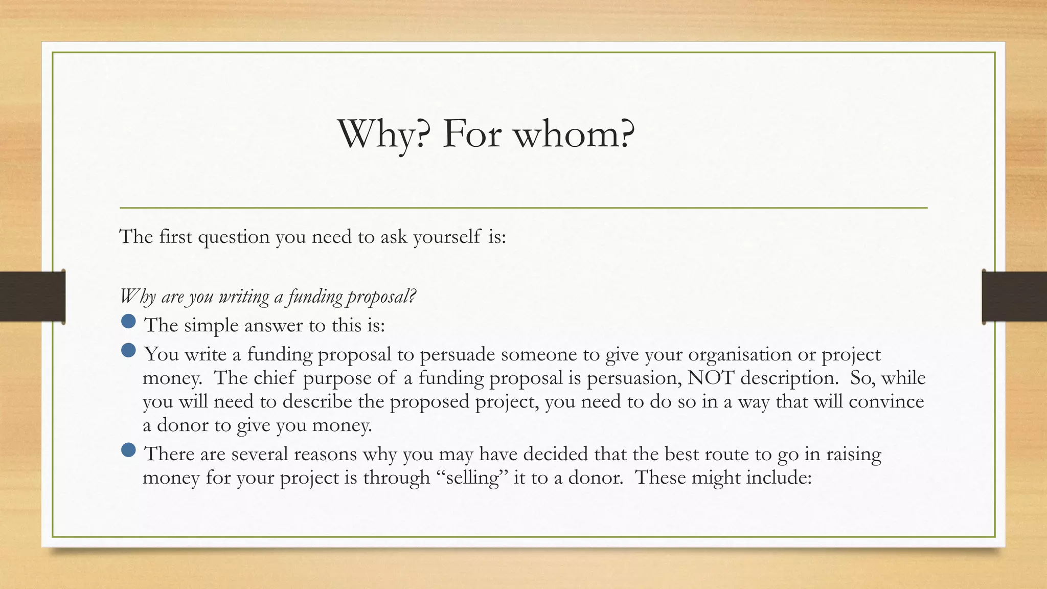 WRITING A FUNDING PROPOSAL | PPT