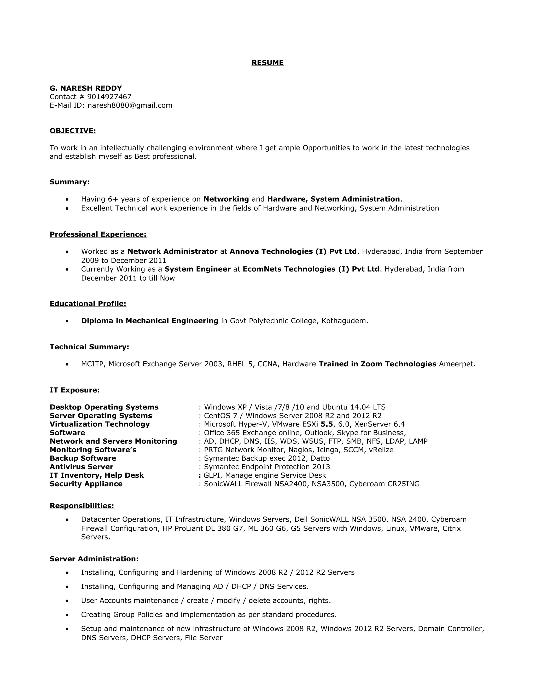 System Engineer 6+ Exp Final | DOC