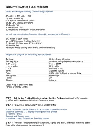 NORA GILFORD INDICATIVE EXAMPLES & LOAN PROGRAMS | PDF