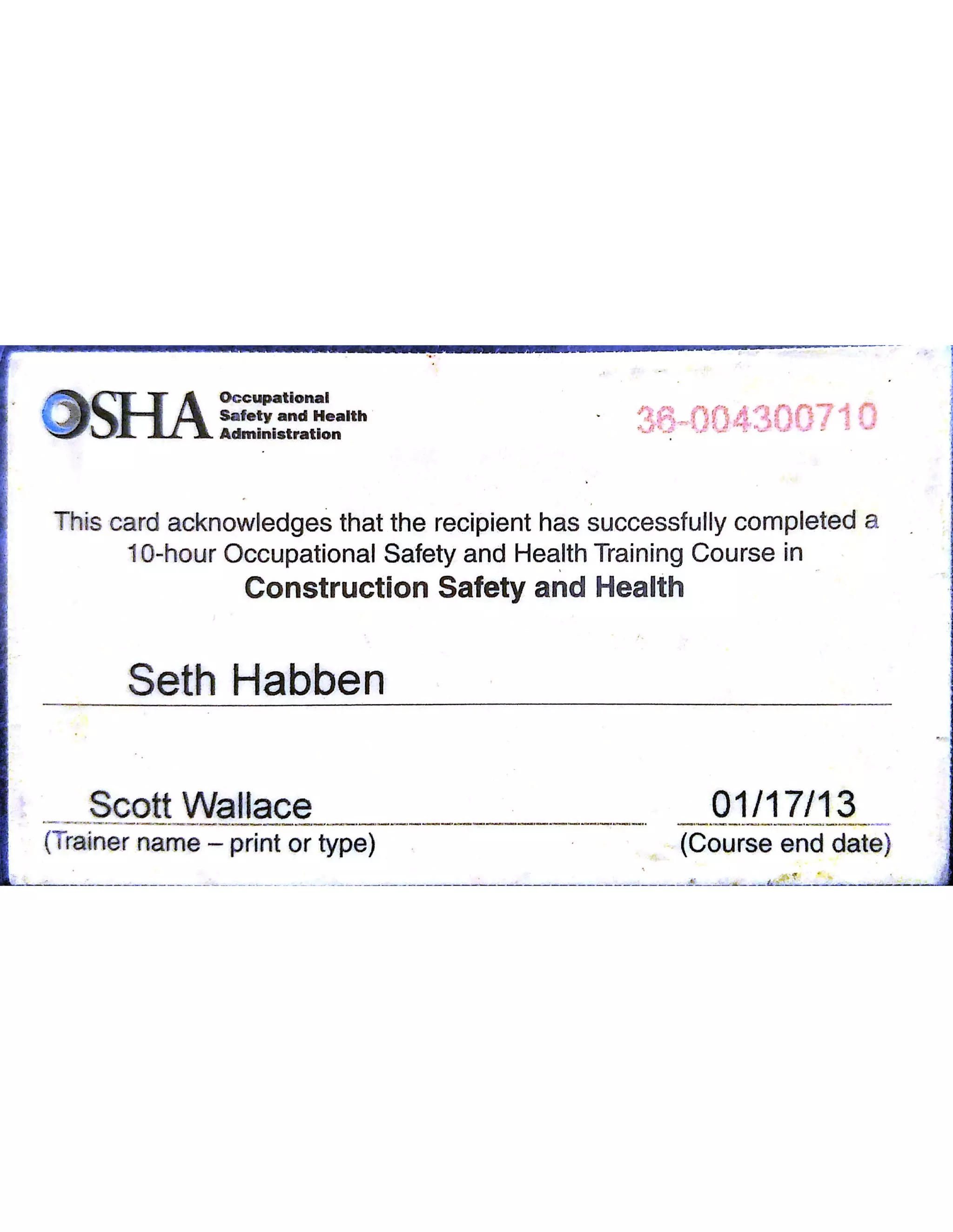 osha card | PDF