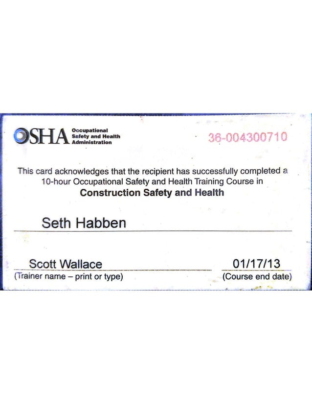 osha card | PDF