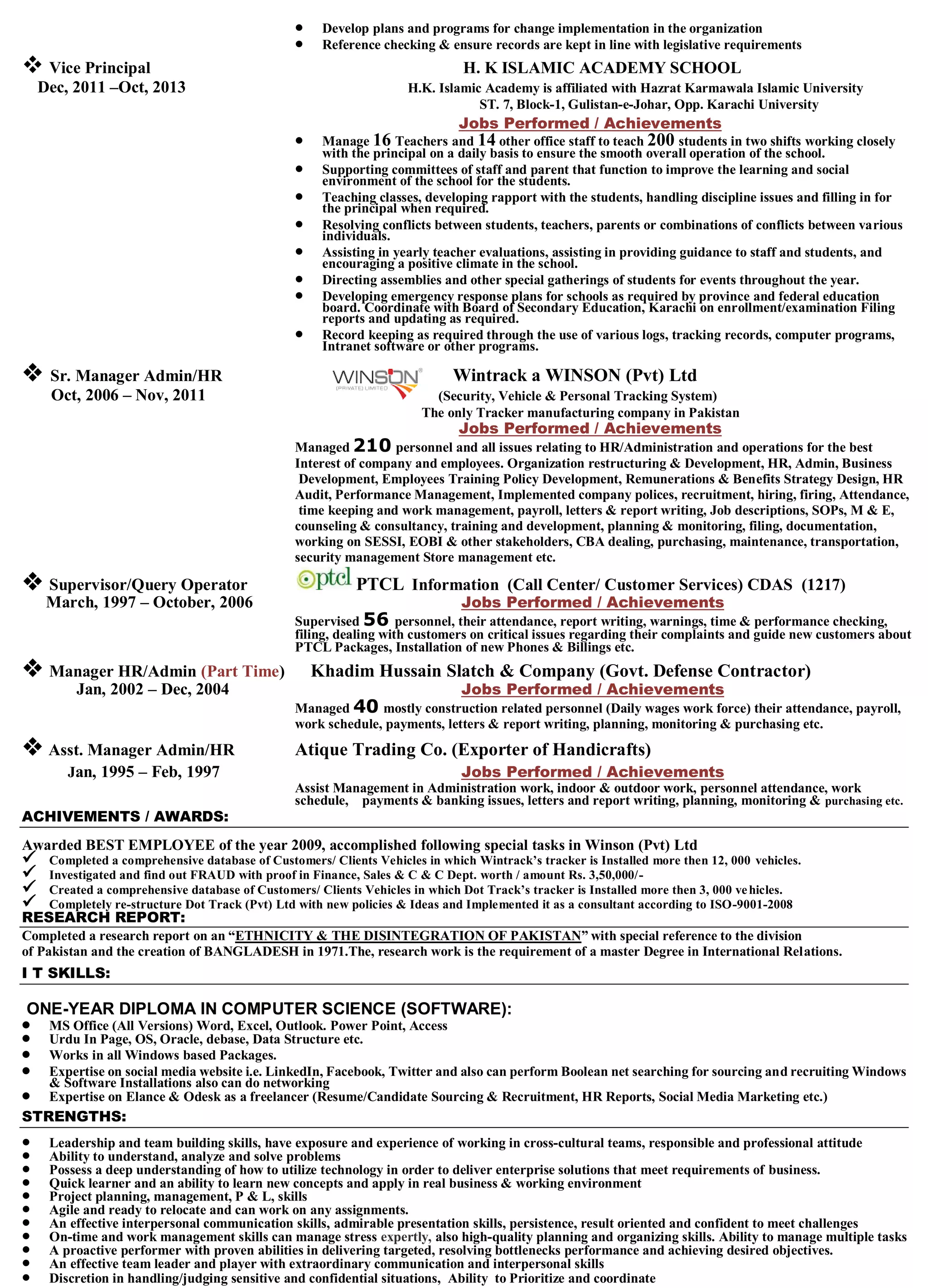 CV-Aug_2016-Wasim-Akhtar | PDF | Human Resources | Business