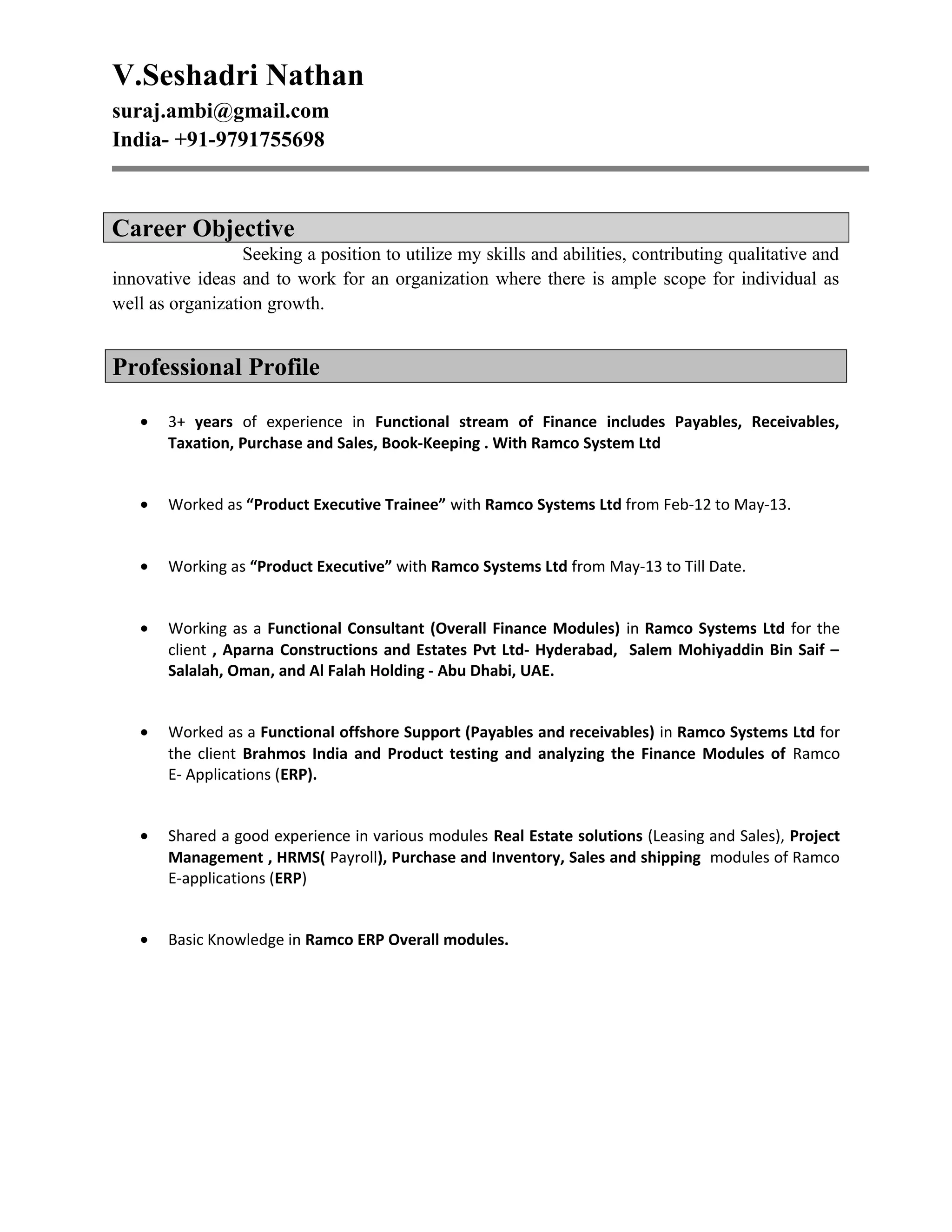 Seshadri Resume | PDF