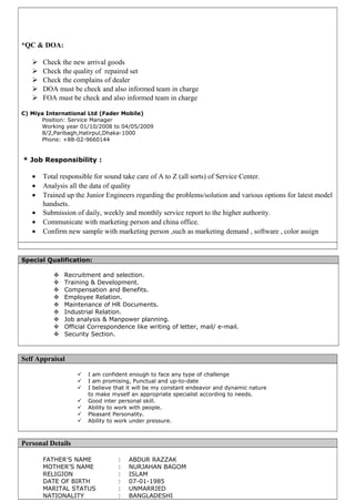 Resume Of Md.Masud Rana | DOC | Business | Business and Finance