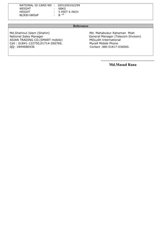 Resume Of Md.Masud Rana | DOC