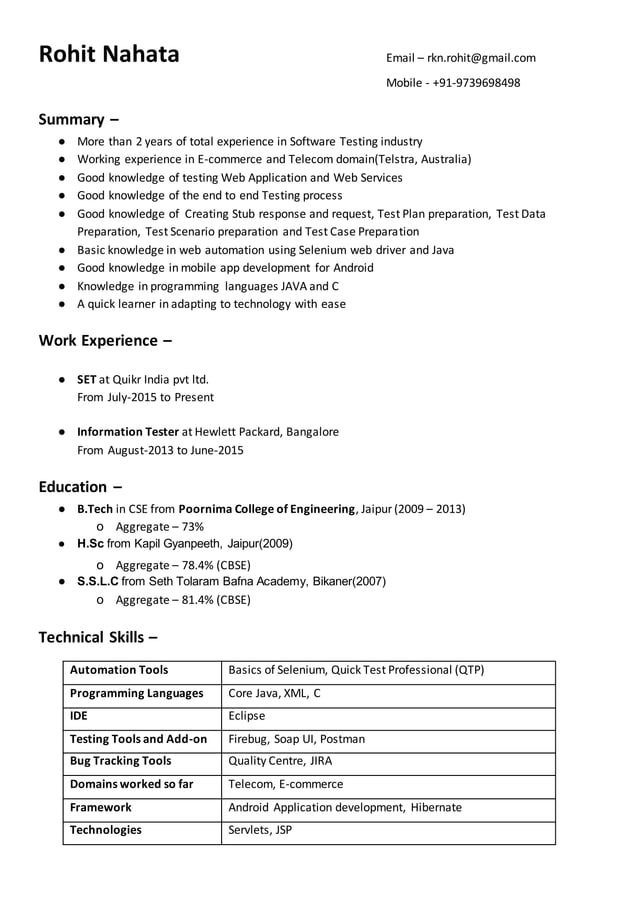 Rohit_Resume | DOCX | Computer Software and Applications | Computing
