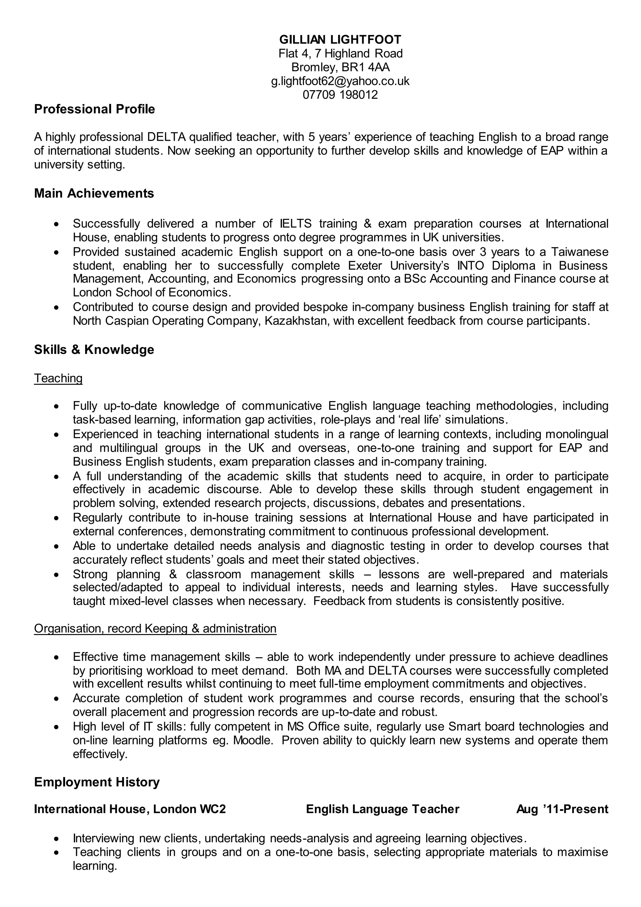 CV INTO Pre-sessional tutor | DOCX