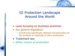 Protection of Geographical Indications - international legal framework ...