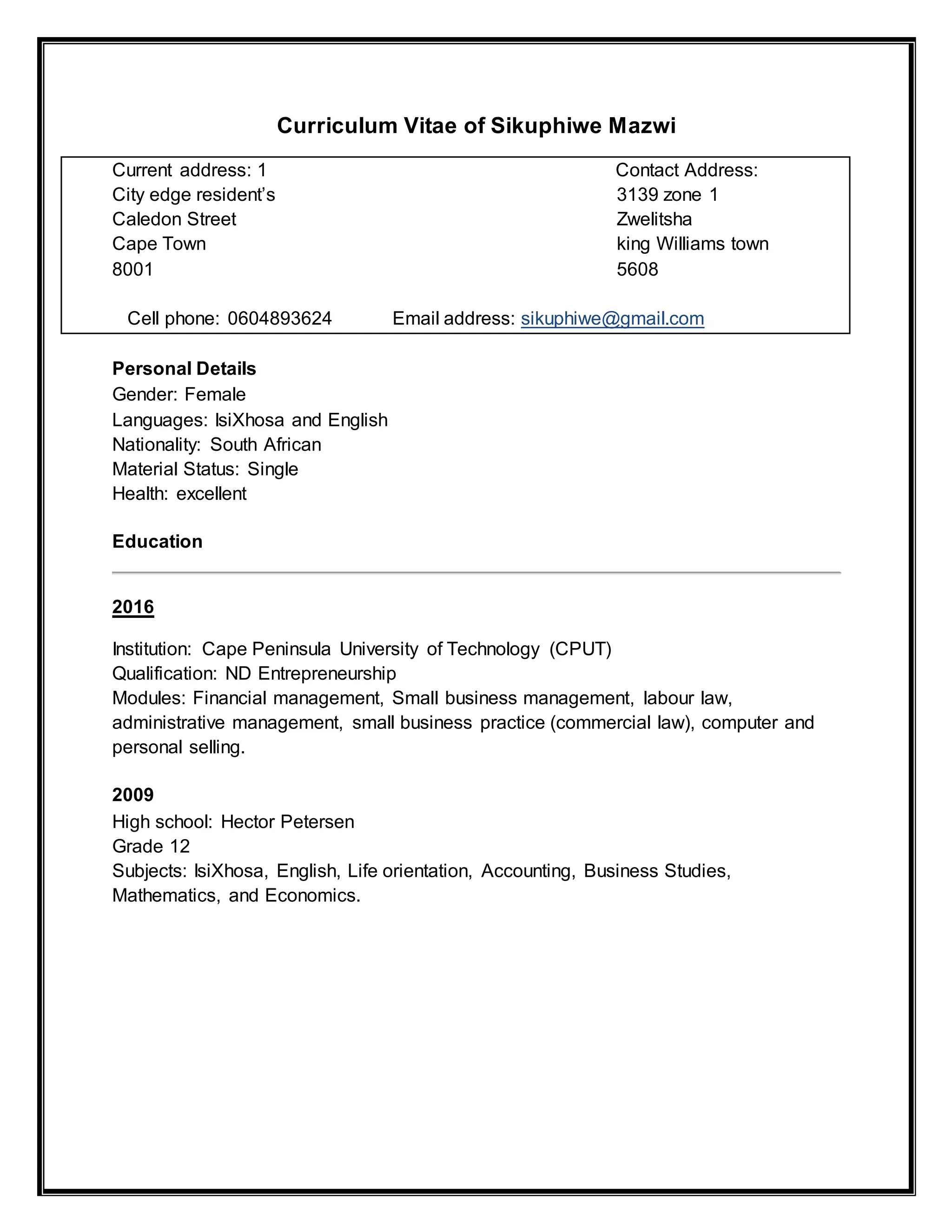 Curriculum Vitae | DOCX